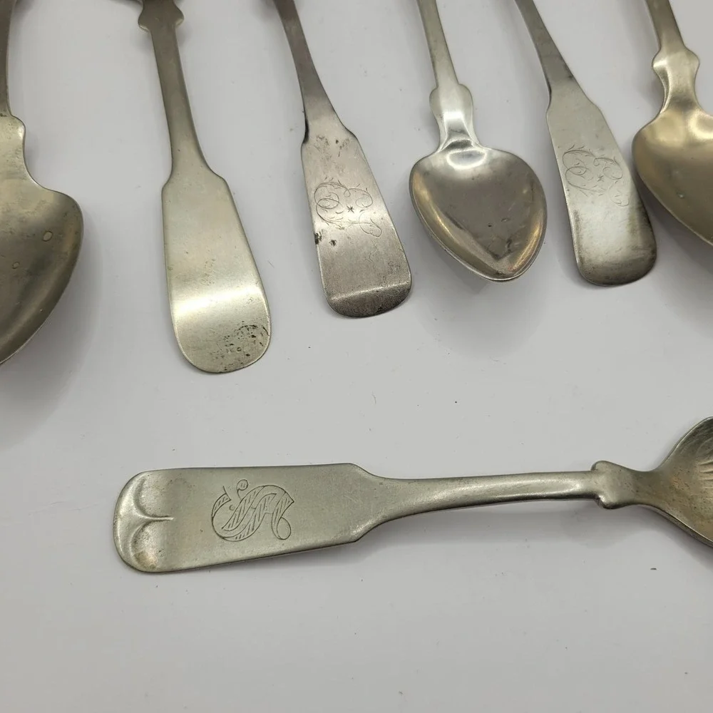 Antique | Dining | Antique Mixed Coin Silver Spoons Lot Hall Elton G ...